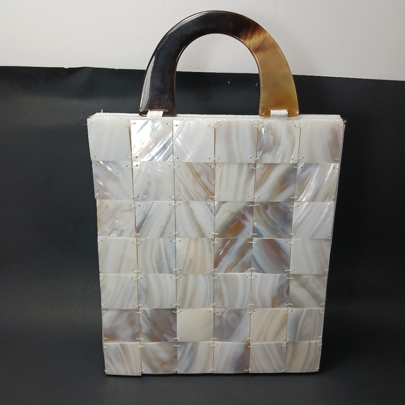 Vintage | Bags | Vintage Handmade Mother Of Pearl Tiled Mini Tote ...